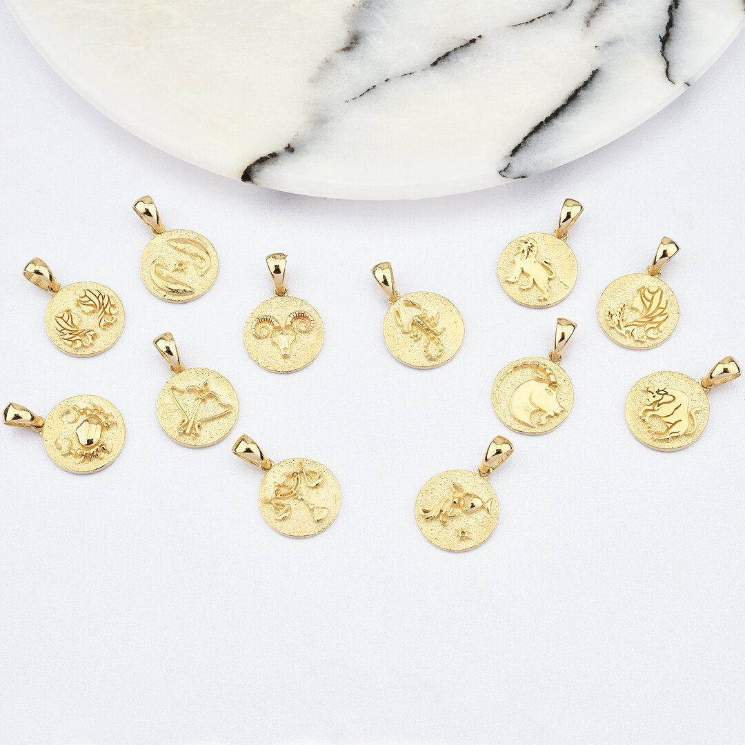 14K Gold Zodiac Pendants - Necklaces, Gold Zodiac Sign Necklaces ...