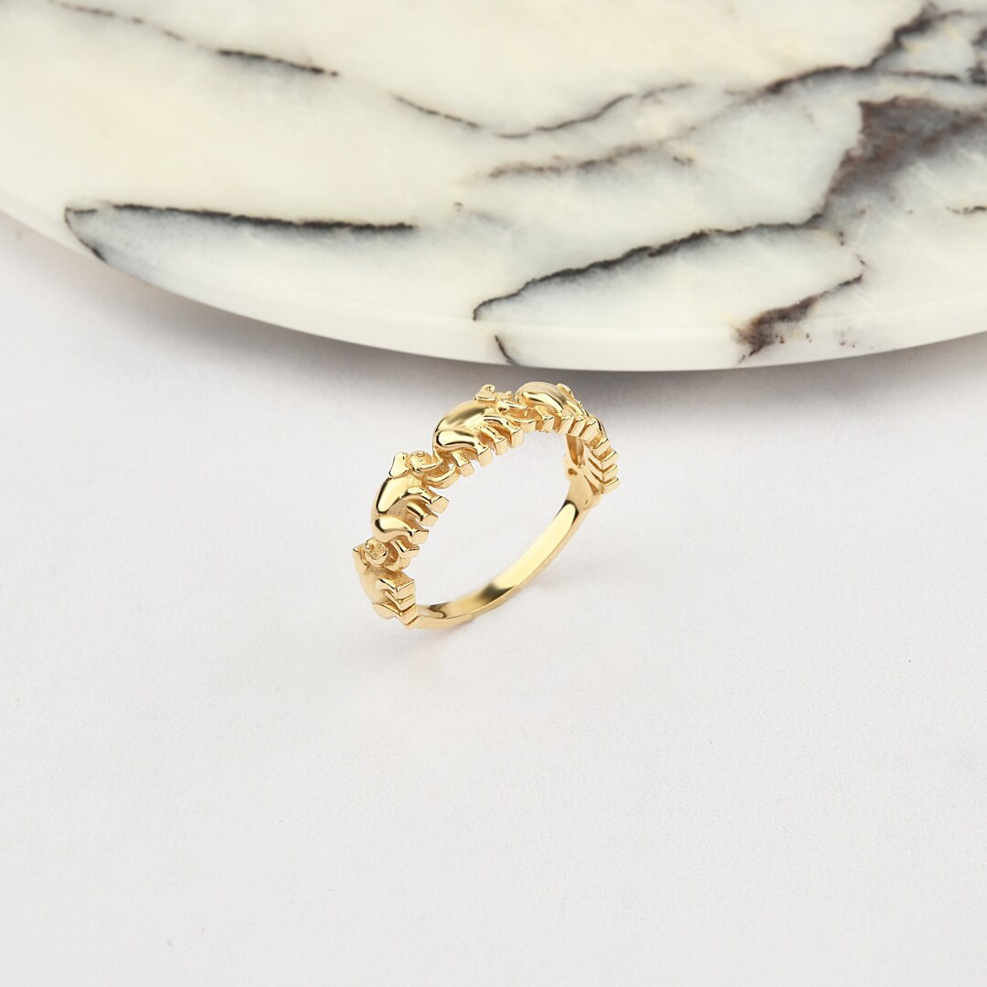 14K Gold Elephants Ring, Gold Elephant Ring, Elephants Ring, Animal ...