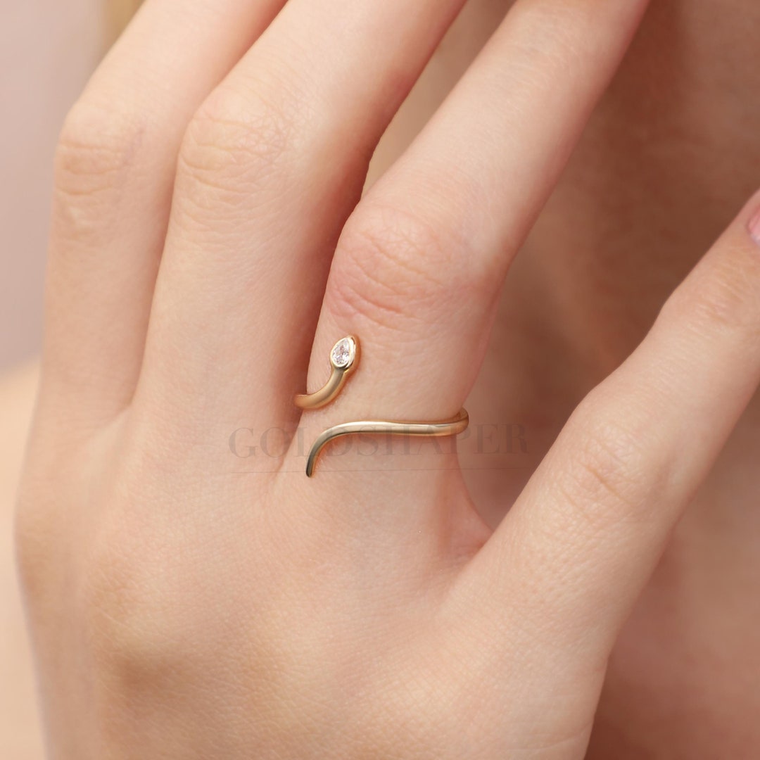 14K Gold Snake Ring, Gold Snake Ring, Snake Ring, Snake Shape Ring ...