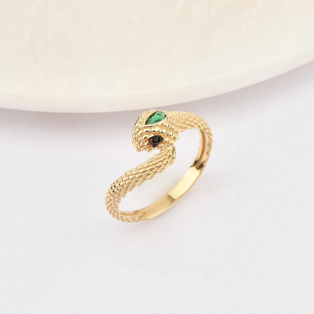 14K Gold Snake Ring, Gold Snake Ring, Snake Ring, Snake Shape Ring ...