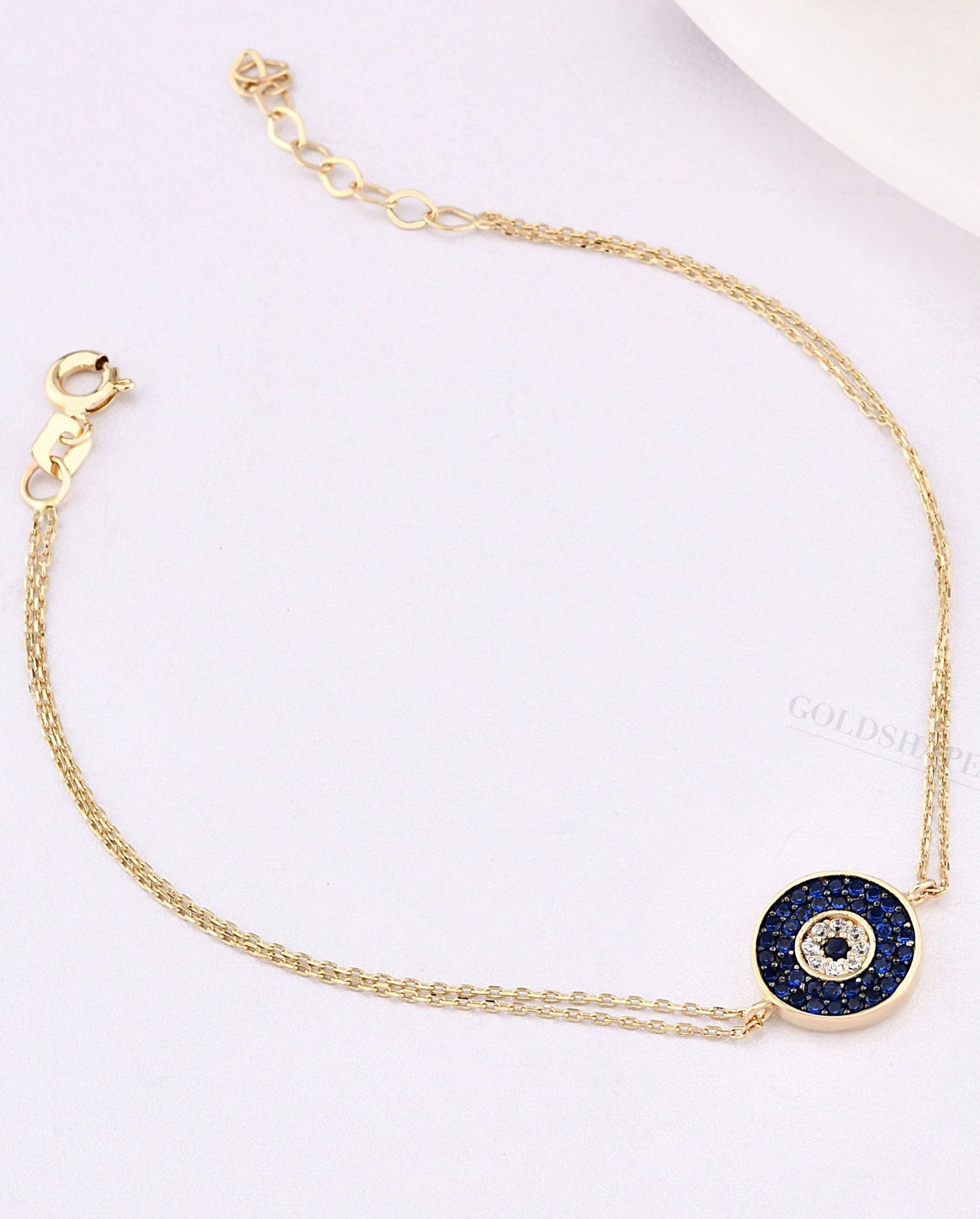14K Gold Evil Eye Bracelet, Evil Eye Bracelet, Eye Gold Bracelet, Gold Evil Eye Bracelet, Nazr ...