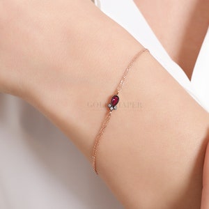 14K Gold Ruby Bracelet, Ruby Stone Bracelet, Ruby Gold Bracelet, July ...
