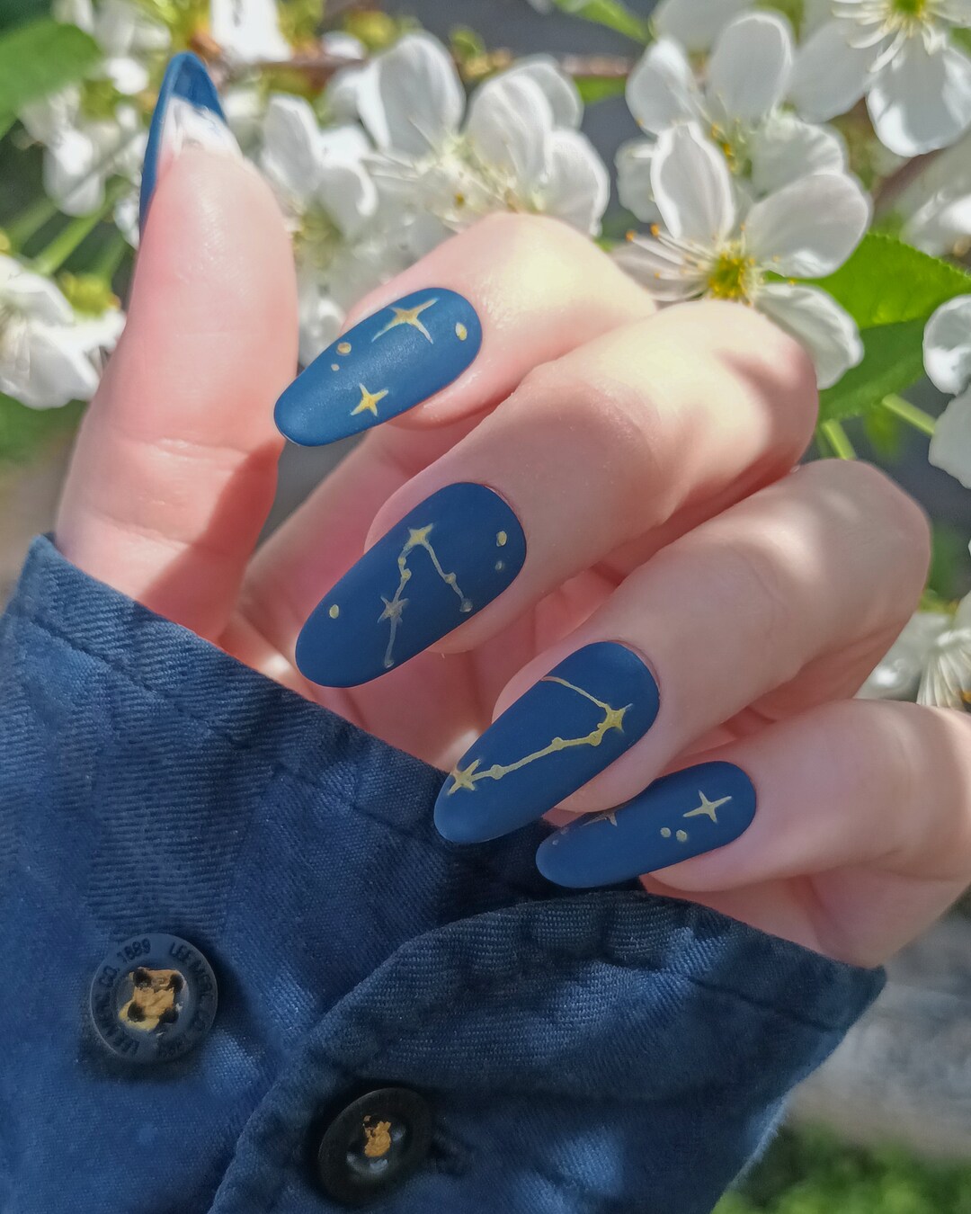 Zodiac Signs Nails Press-on Nails Whimsical Goth Manicure Capricorn ...