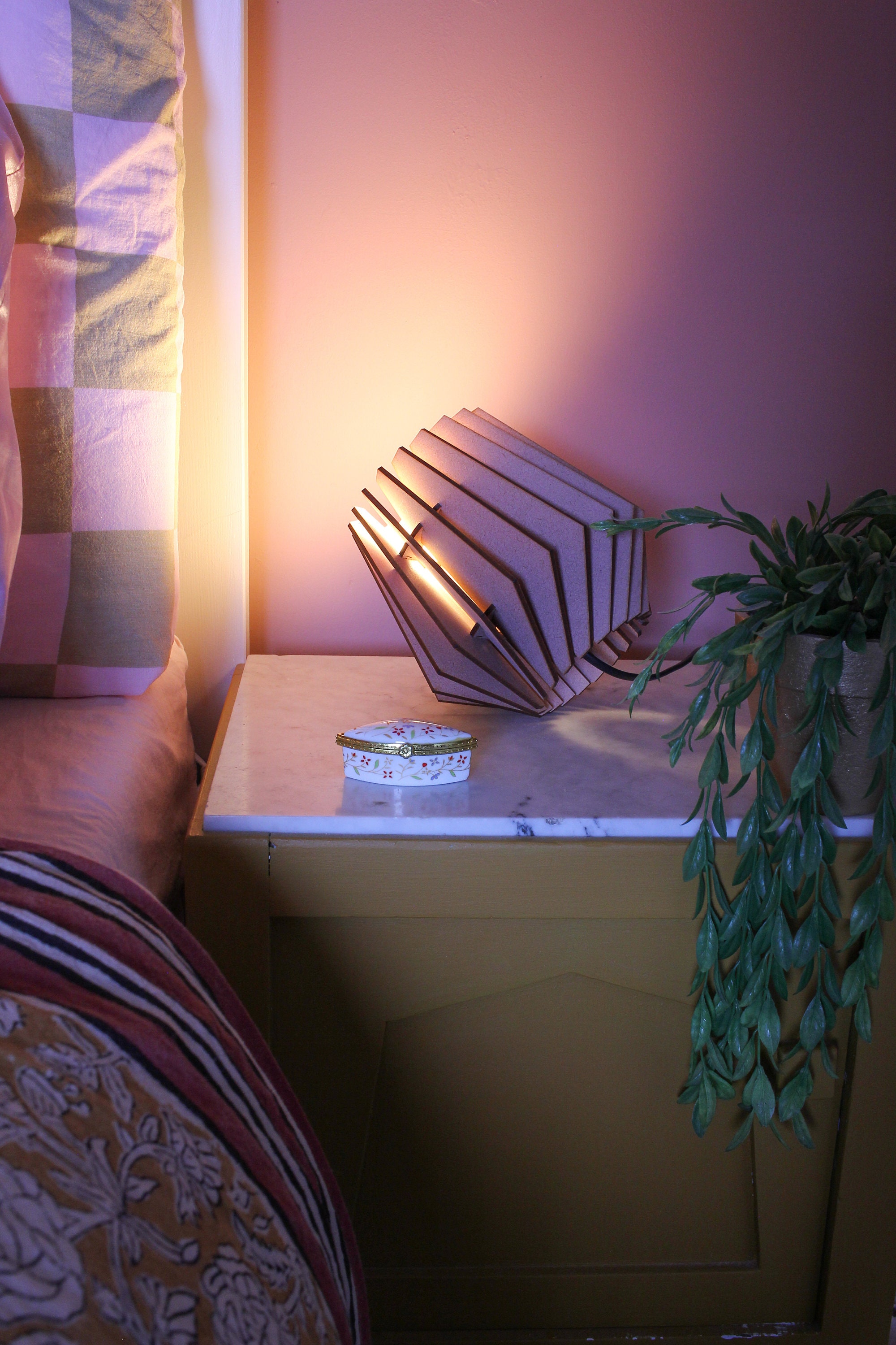 Mini MDF Design Table Lamp | E14 Night Lamp | Modern Dresser Lamp - Etsy