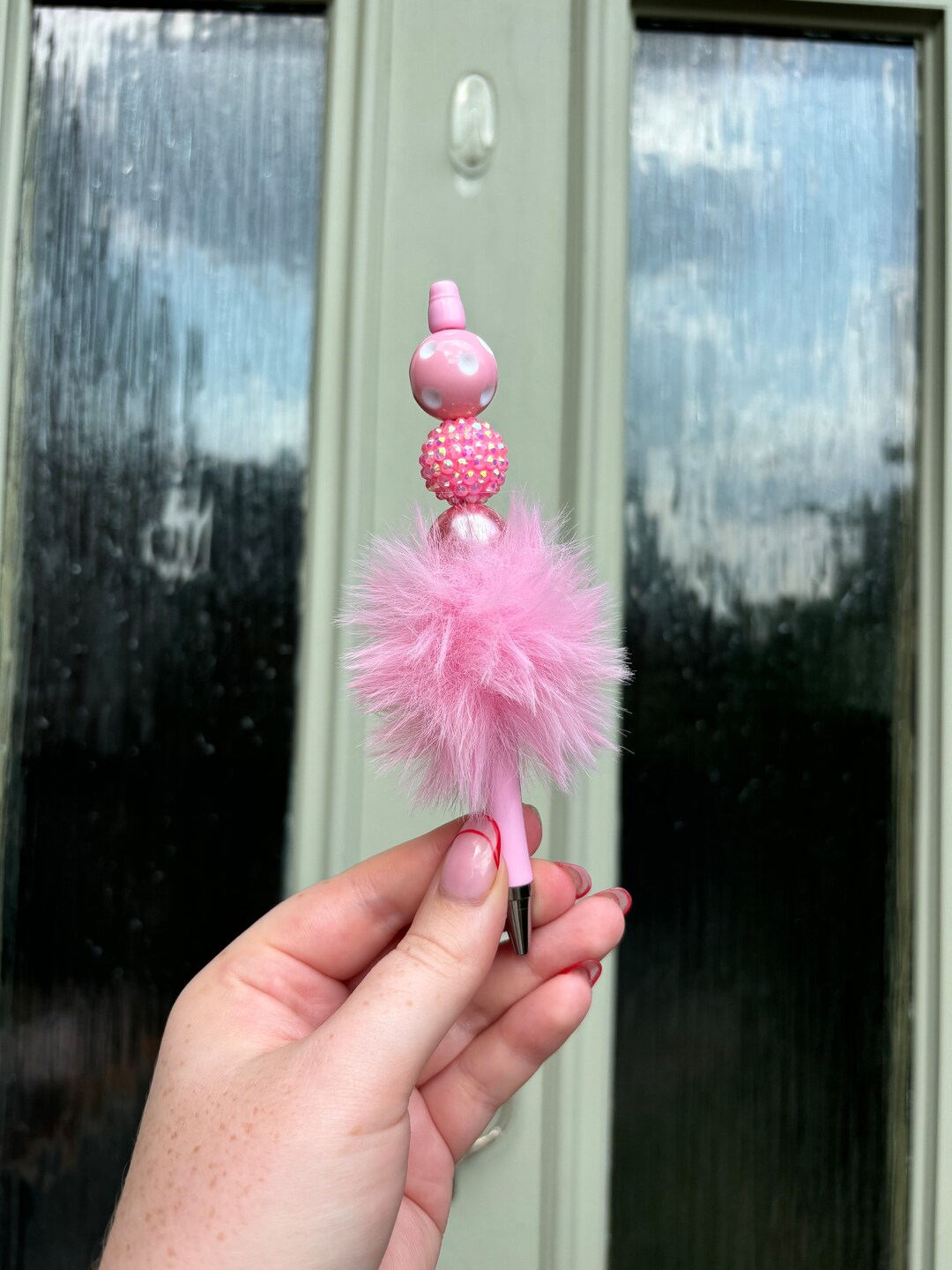 Pink Fluffy Beaded Pen - Etsy