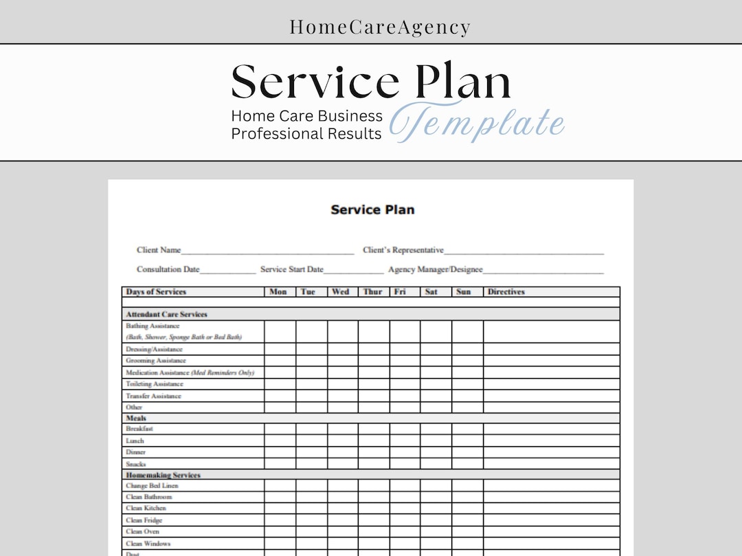 Home Care Service Plan Template Home Care Service Plan Agreement Terms ...