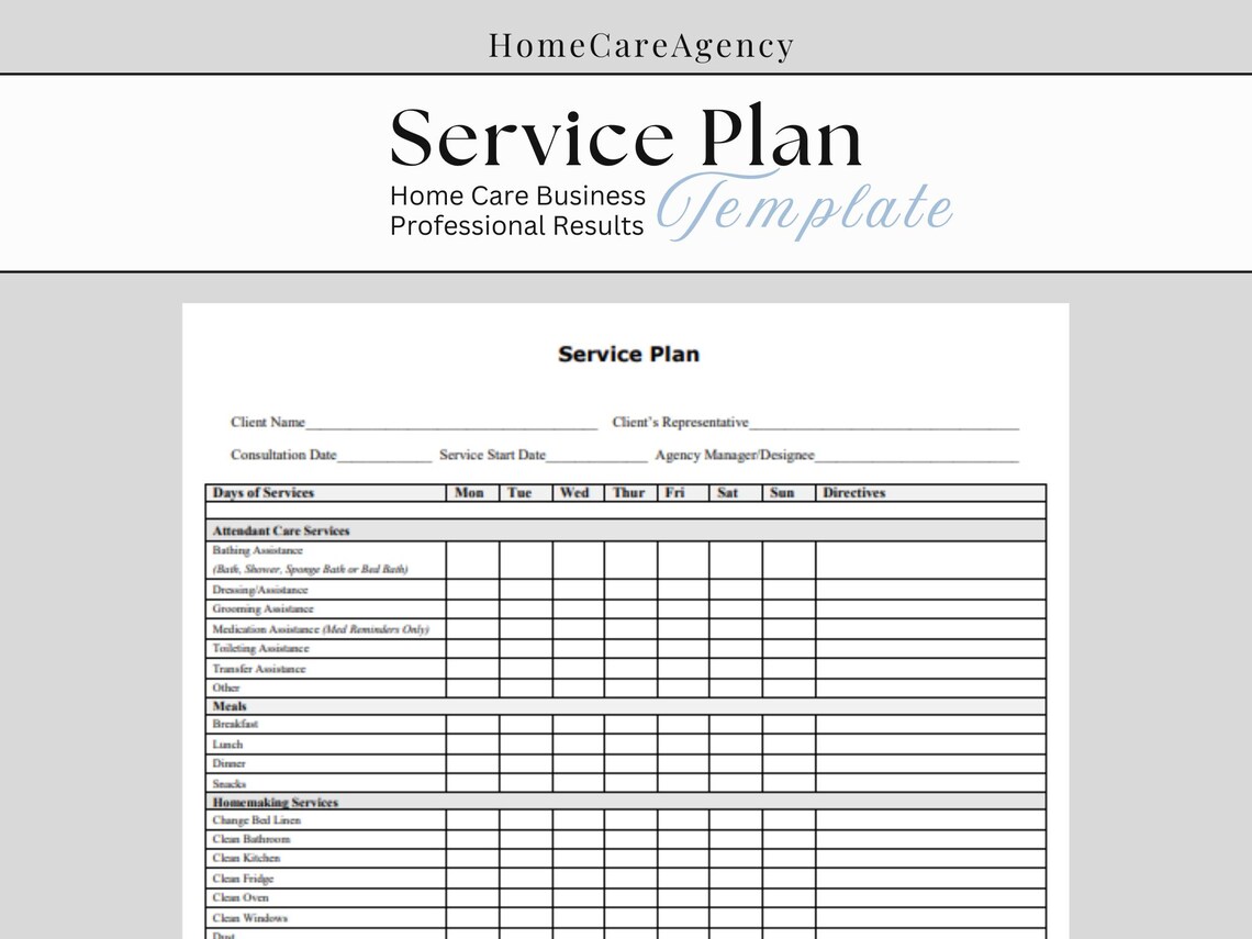 Home Care Service Plan Template Home Care Service Plan Agreement Terms ...