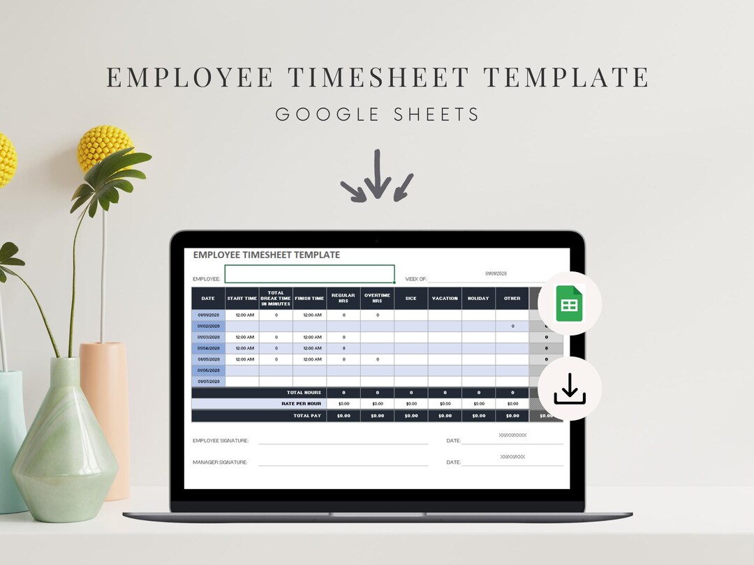 Employee Timesheet Template Google Sheets Easy to Edit Small Business ...