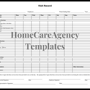 Visit Report Form Visit Record Template Home Care Visit Record Template ...