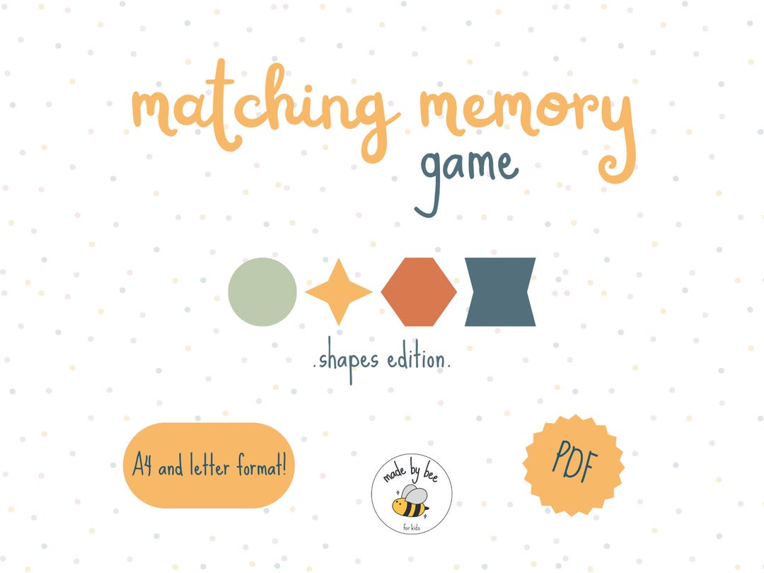 Printable Memory Game, Geometric Shapes, Board Game, Family Game ...