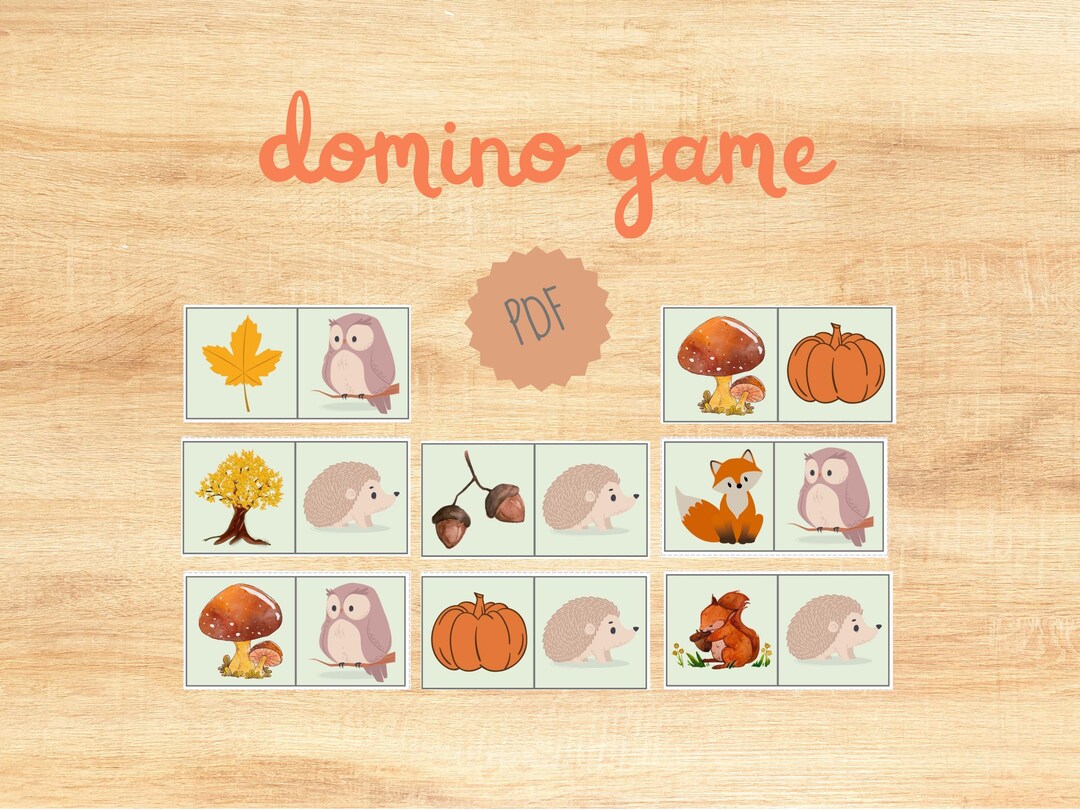 Printable Domino Game, Autumn Domino, Fall Activity, Concentration Game ...