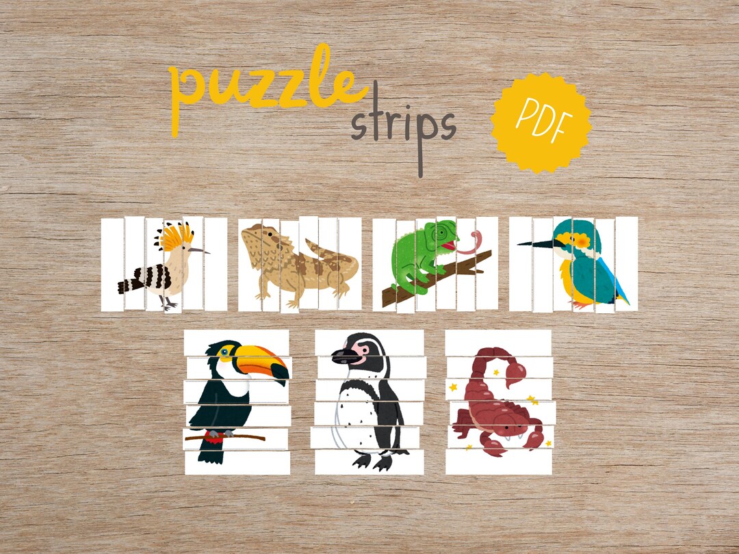 Printable Puzzle Strips, Animals Puzzle Strips, Sequencing Activity for ...