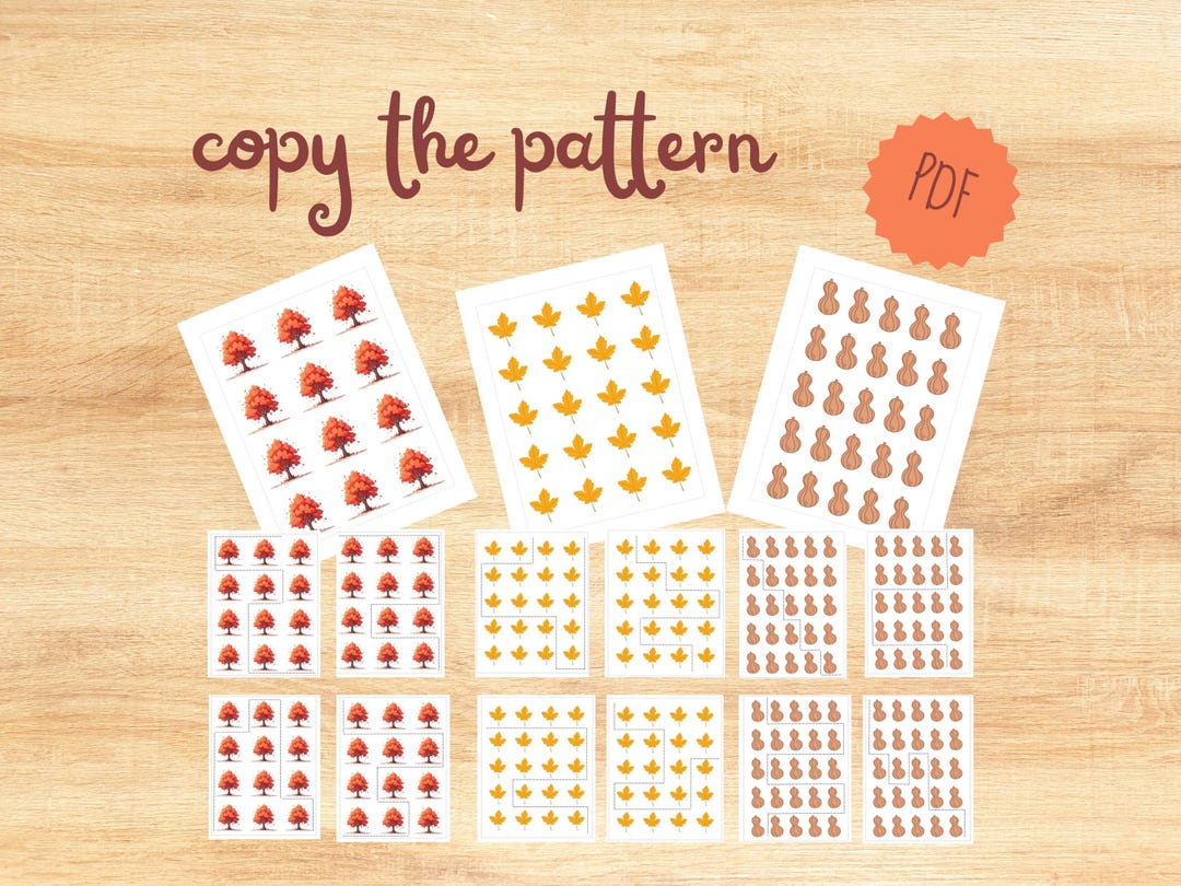 Printable Autumn Copy the Pattern Game, Concentration Game, Toddlers ...