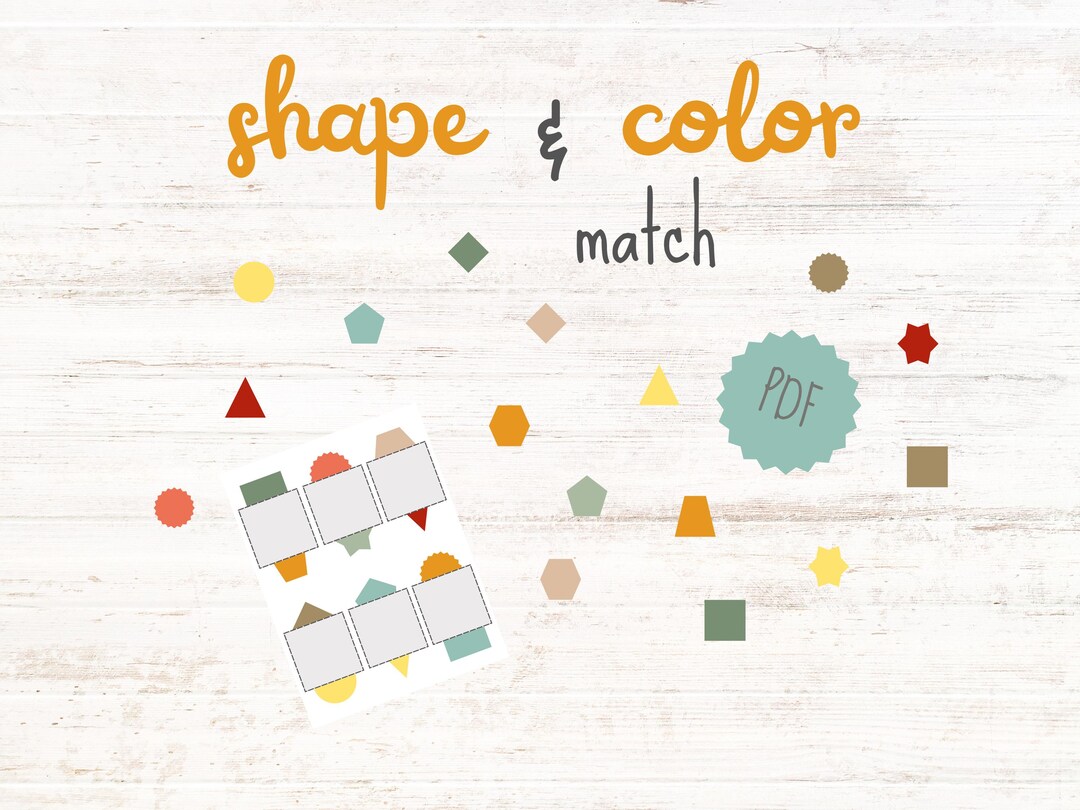 Printable Shape and Color Matching Worksheet, Geometrical Shapes, Color ...