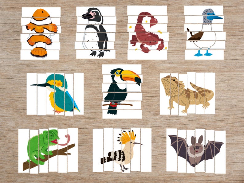 Printable Puzzle Strips, Animals Puzzle Strips, Sequencing Activity for ...