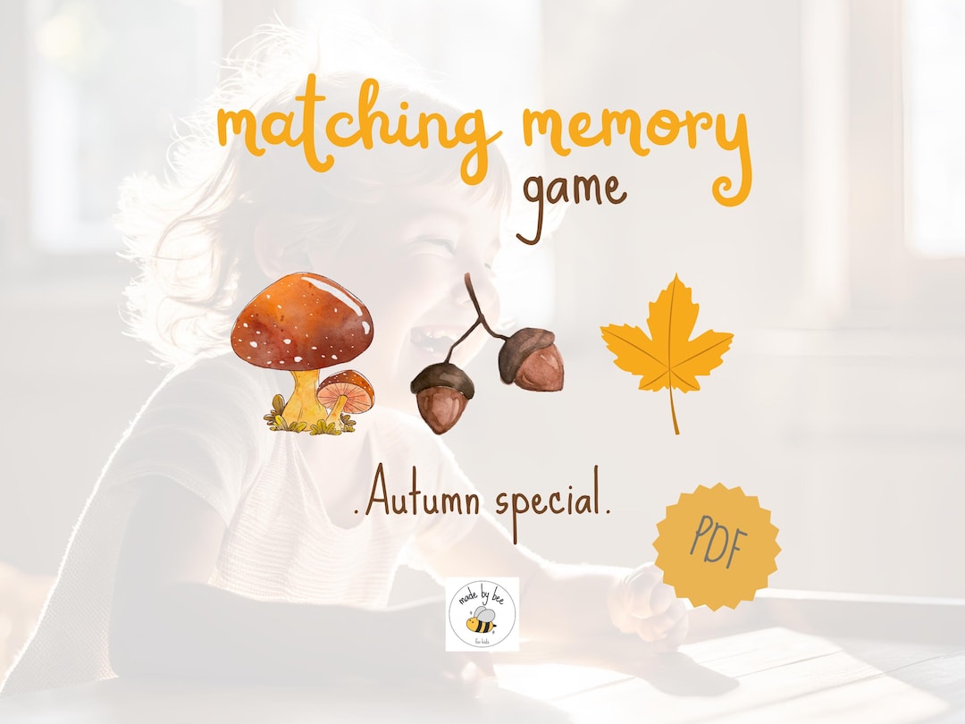 Printable Autumn Memory Game, Board Game, Family Game, Memory Cards, Fall Activity, Toddlers ...