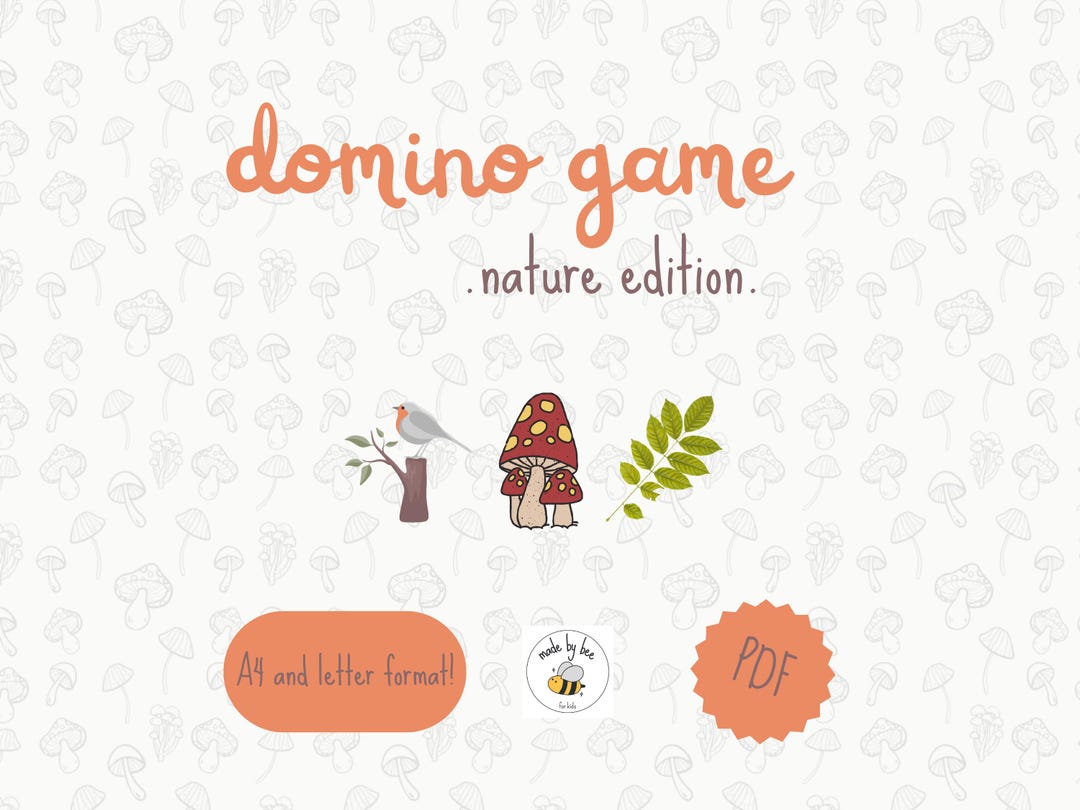 Printable Domino Game, Board Game, Nature Objects, Family Game, Domino ...