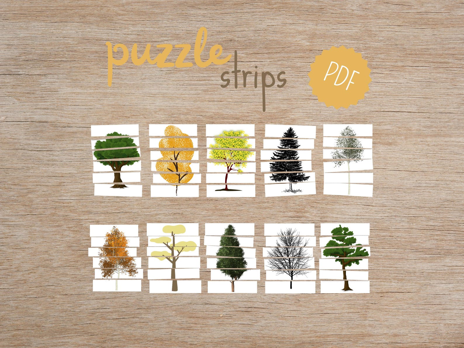 Printable Puzzle Strips, Trees Puzzle Strips, Sequencing Activity for ...