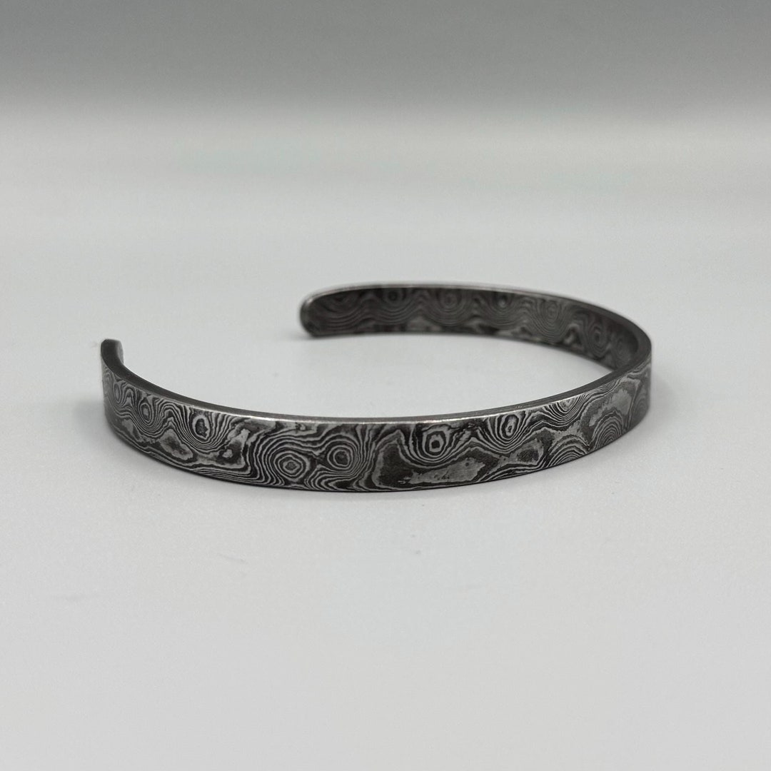 Hand Forged Damascus Steel Cuff Bracelet: Viking Bangle - Etsy