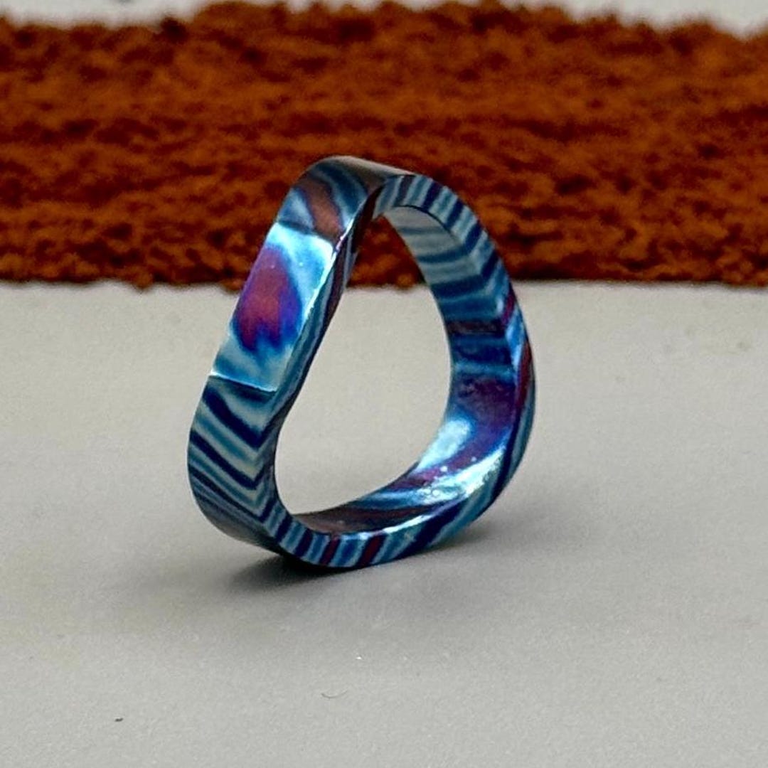 Timascus Curve Ring Titanium 3 Alloy Wedding Band Mens Wedding Band ...
