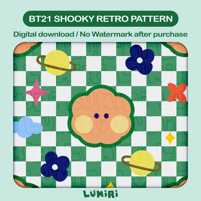 BT21 Shooky PNG Retro/bts/seamless/digital Pattern - Etsy
