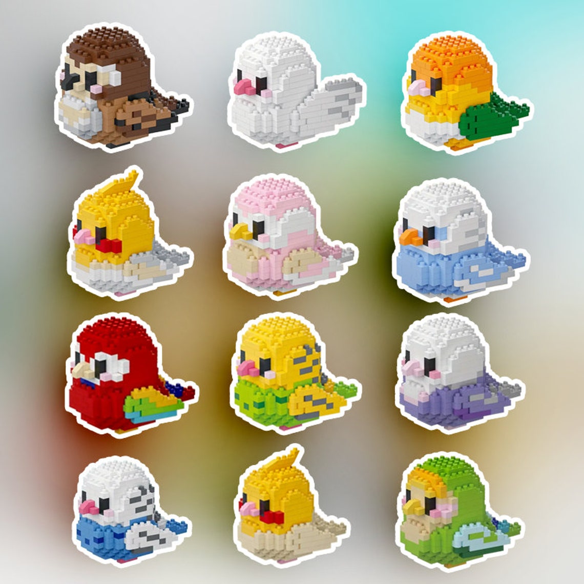 DIY Cute Birds Picky Pads Fidget Toy, Micro Building Blocks Mini ...