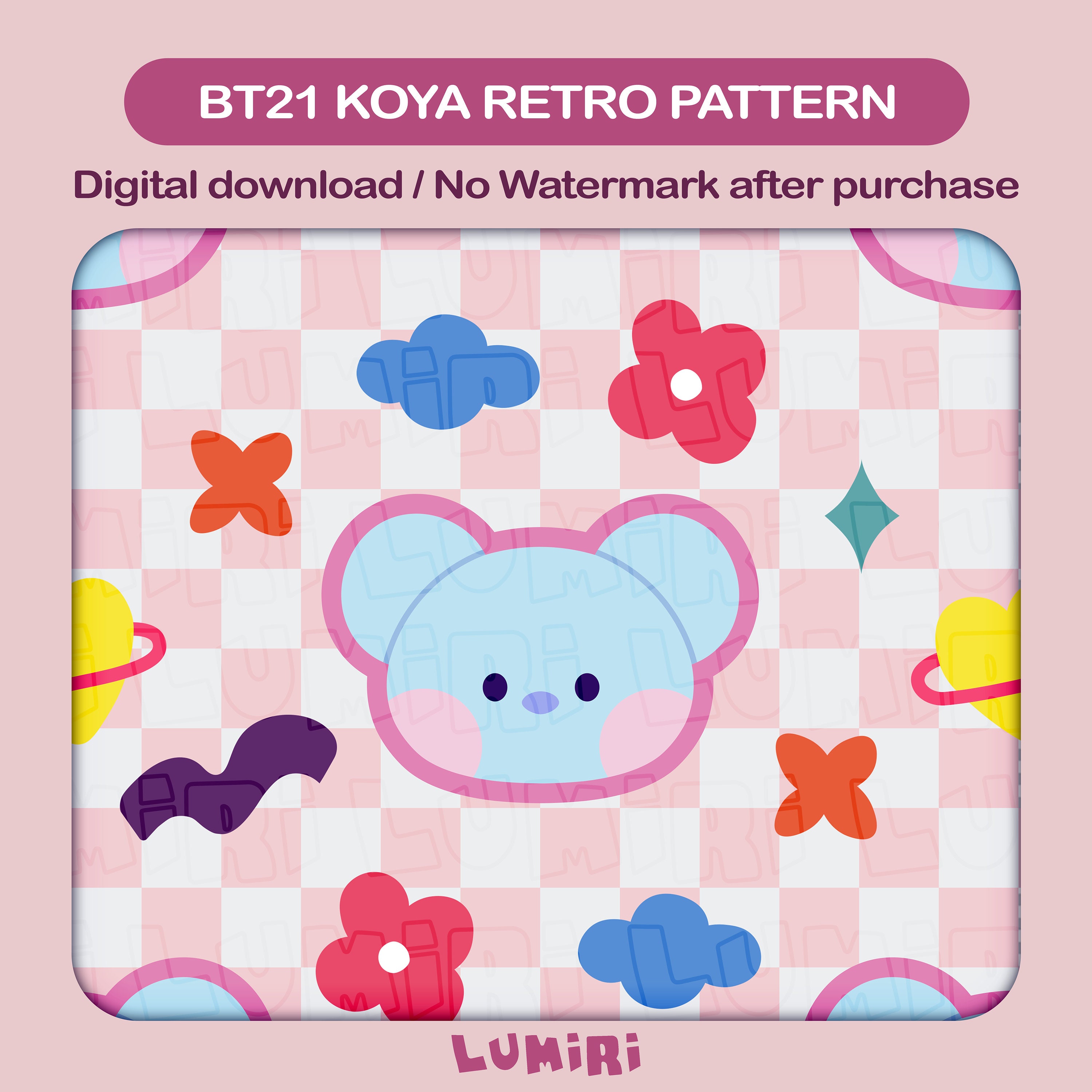 BT21 Koya PNG Retro/bts/seamless/digital Pattern - Etsy