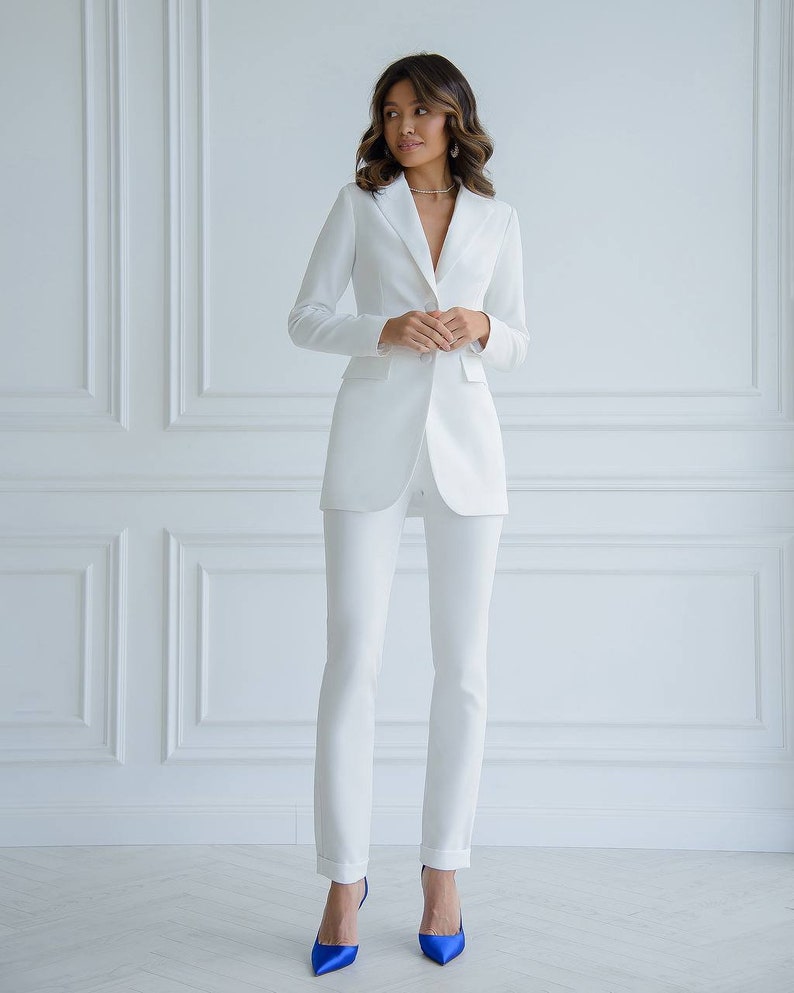 White Suit Women Womens Suit Set Two Piece Lesbian Wedding Suit Etsy