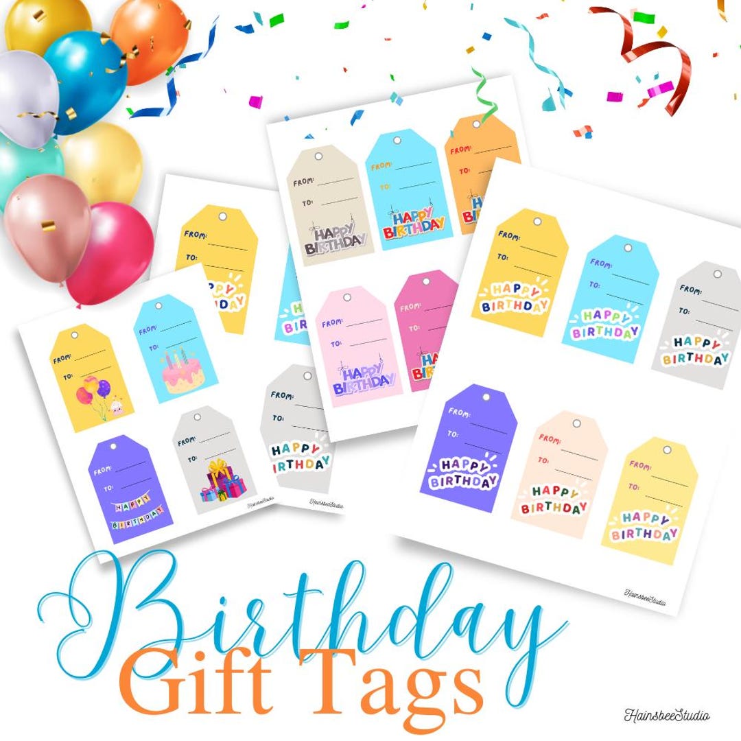 Birthday Gift Tags, Printable Tags, Gift Tag, Custom Gift Tags, Fun ...