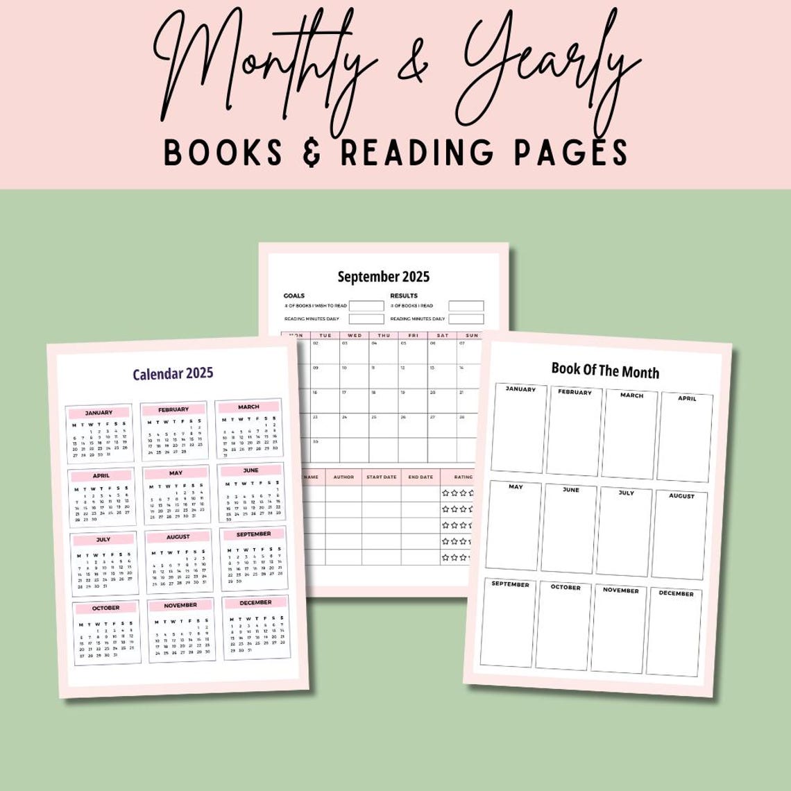 2025 Reading Planner Bundle: Tracker, Journal, Diary (printable) - Etsy