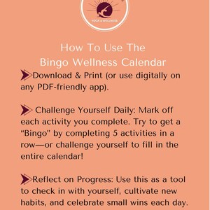 Bingo Wellness Calendar- Digital Download | Self-care, Mindfulness ...