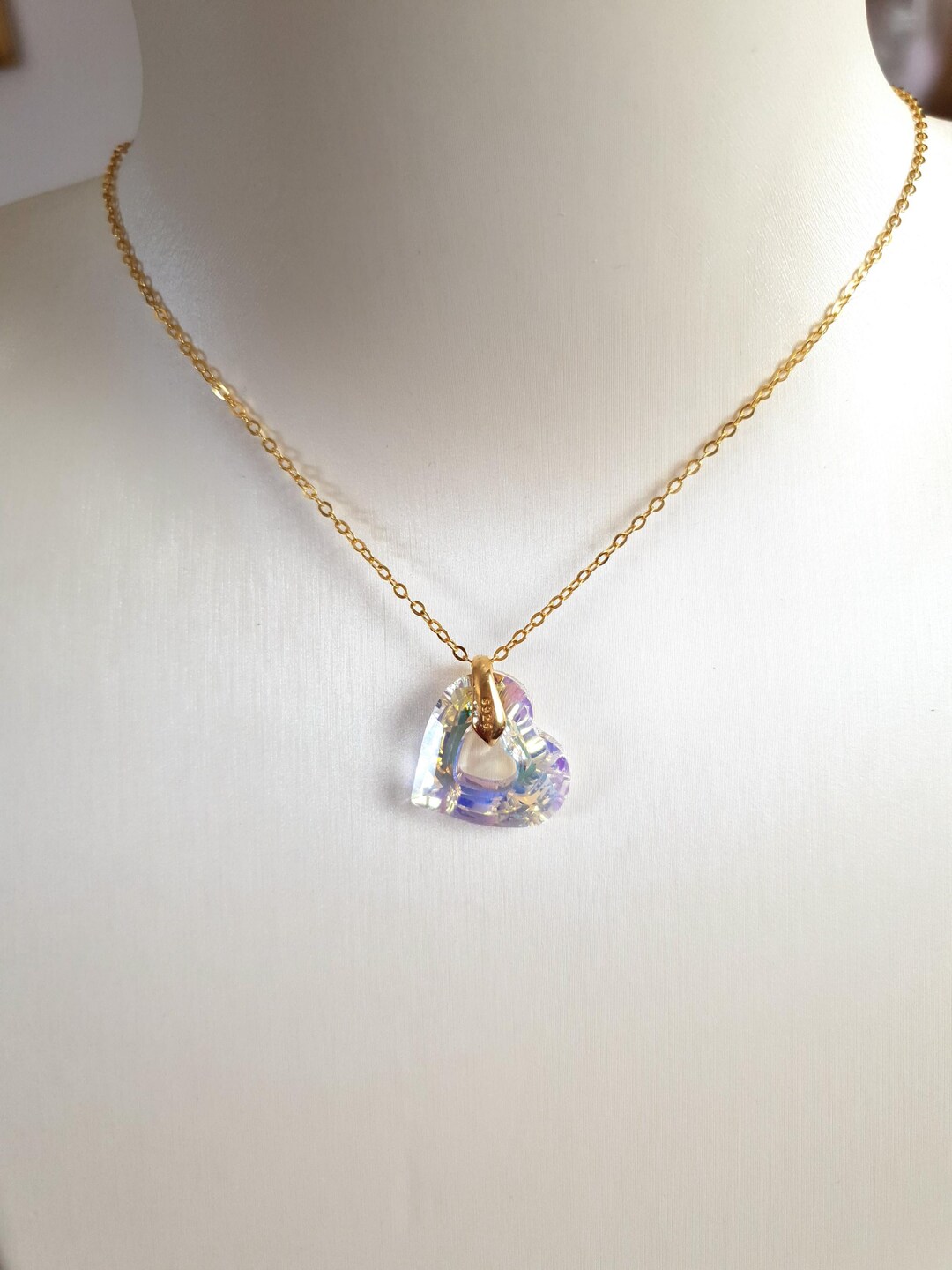 Luxury Sparkling Crystal Necklace, Handmade Gold Pendant, Elegant Gift ...