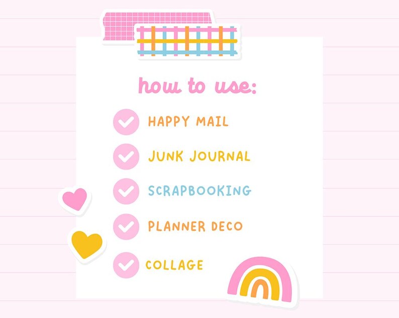 Kawaii Cute Memo Sample Set, Junk Journaling, Scrapbooking - 4 Sheets ...