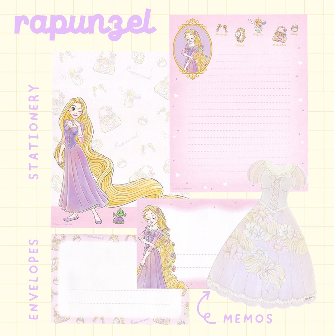Disney Rapunzel Stationery Set, Disney Stationery, Kawaii Stationery - Etsy