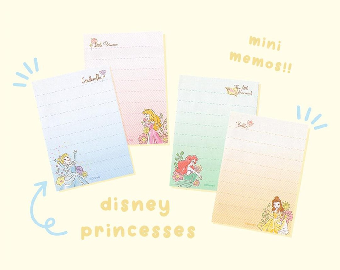 Princess Memo Sample Set, Princess Stationery, Kawaii Stationery - 4 ...