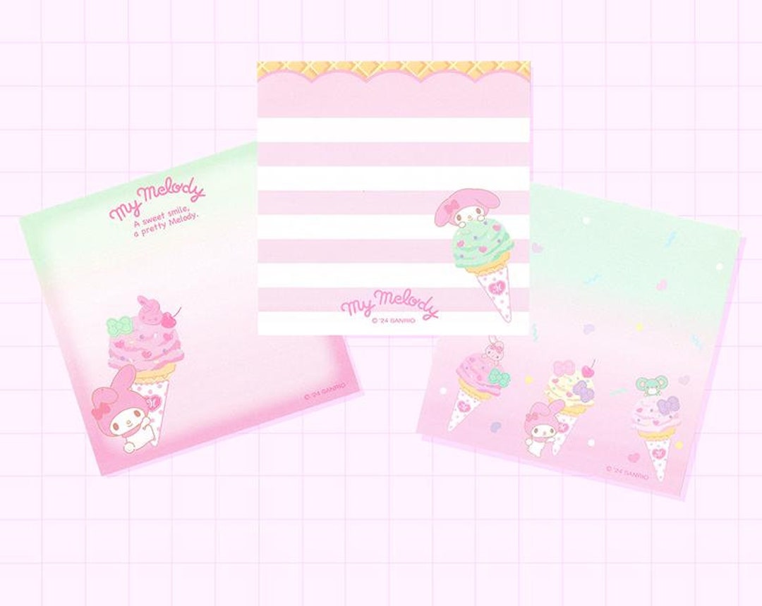 Sweet Mel Ice Cream Memo Sample Set, Kawaii Stationery - 3 Sheets Only ...