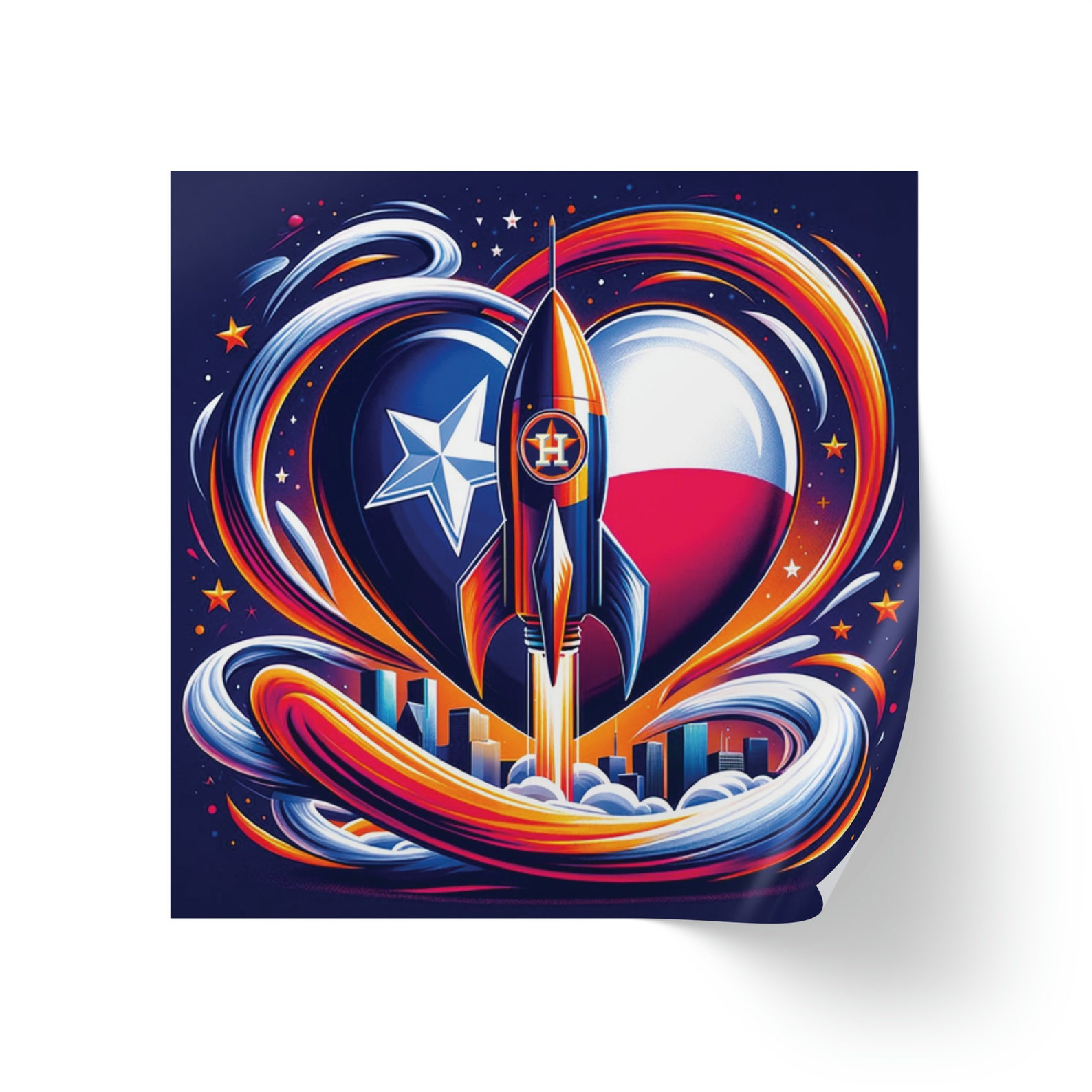 Really Cool Stickers blast off Houston Sticker Roll Square Stickers ...