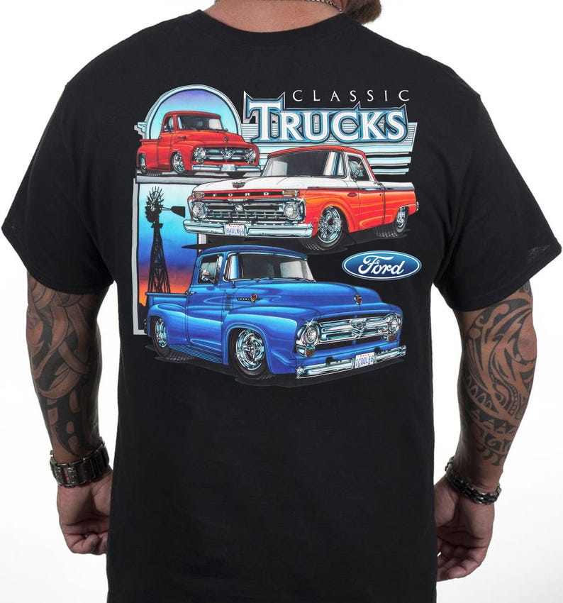Ford Classic Trucks White T-shirt F100 Pick Ups Truck Series Old School ...