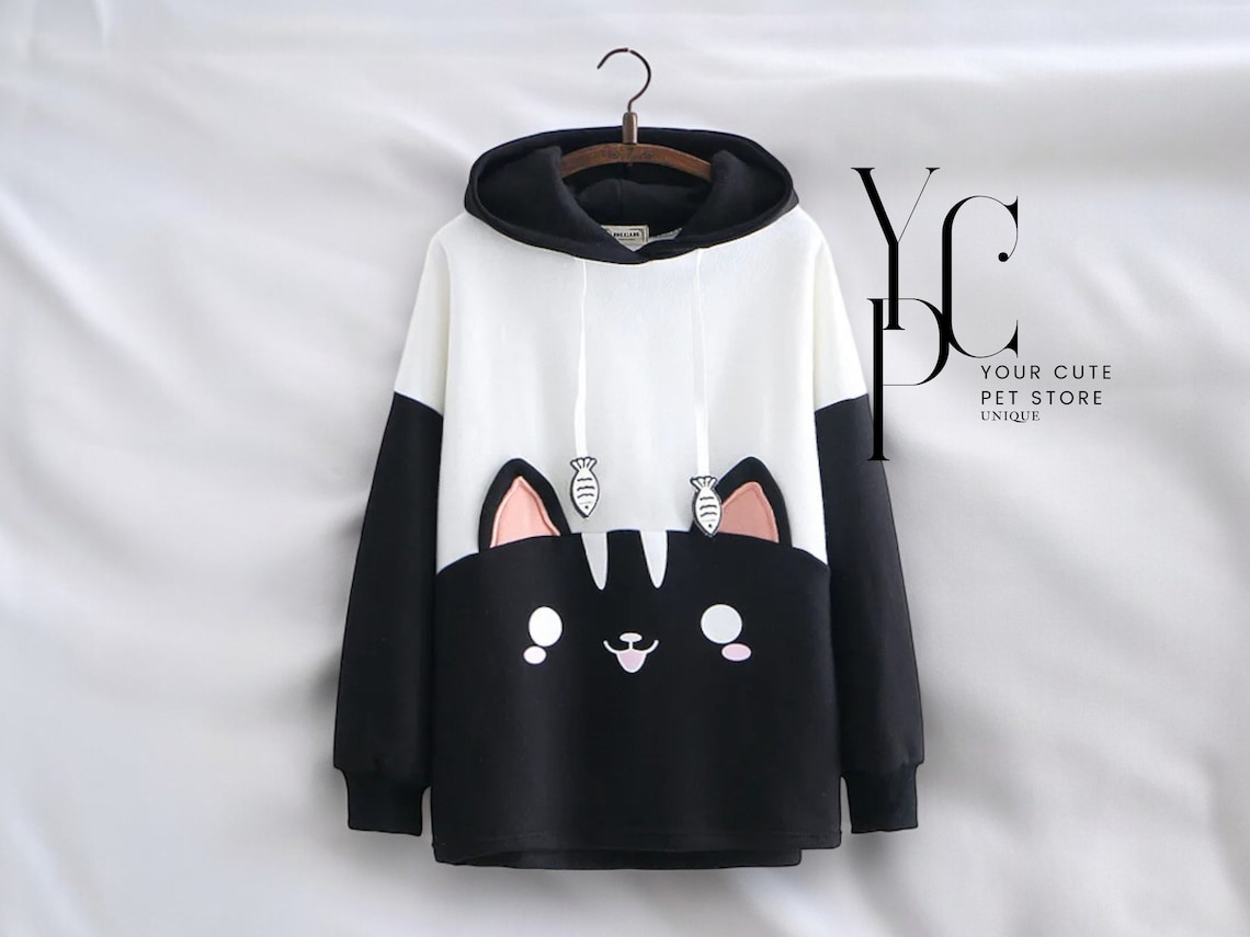 Cute Cat Hoodie One Size Cat Hoodie Sweatershirt Pet Jumper Pullover ...