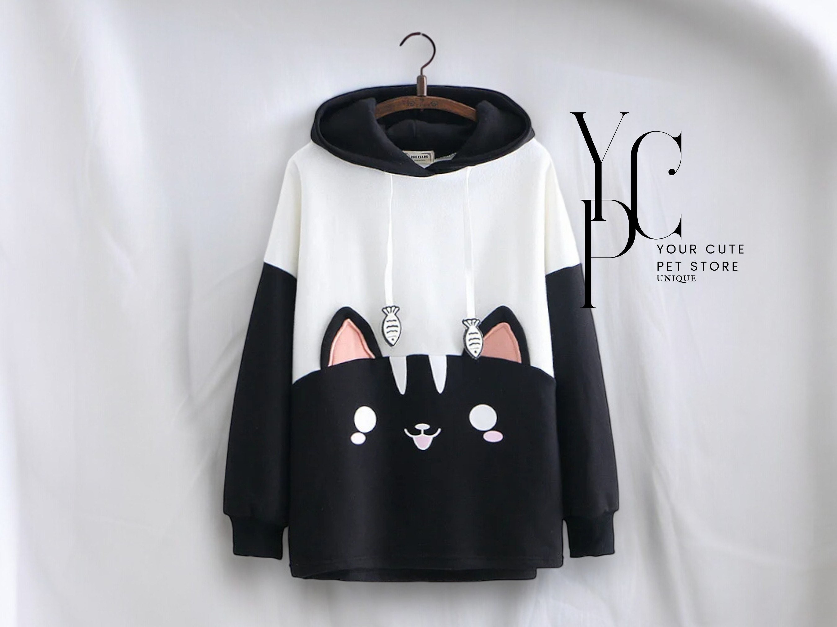 Cute Cat Hoodie One Size Cat Hoodie Sweatershirt Pet Jumper Pullover ...