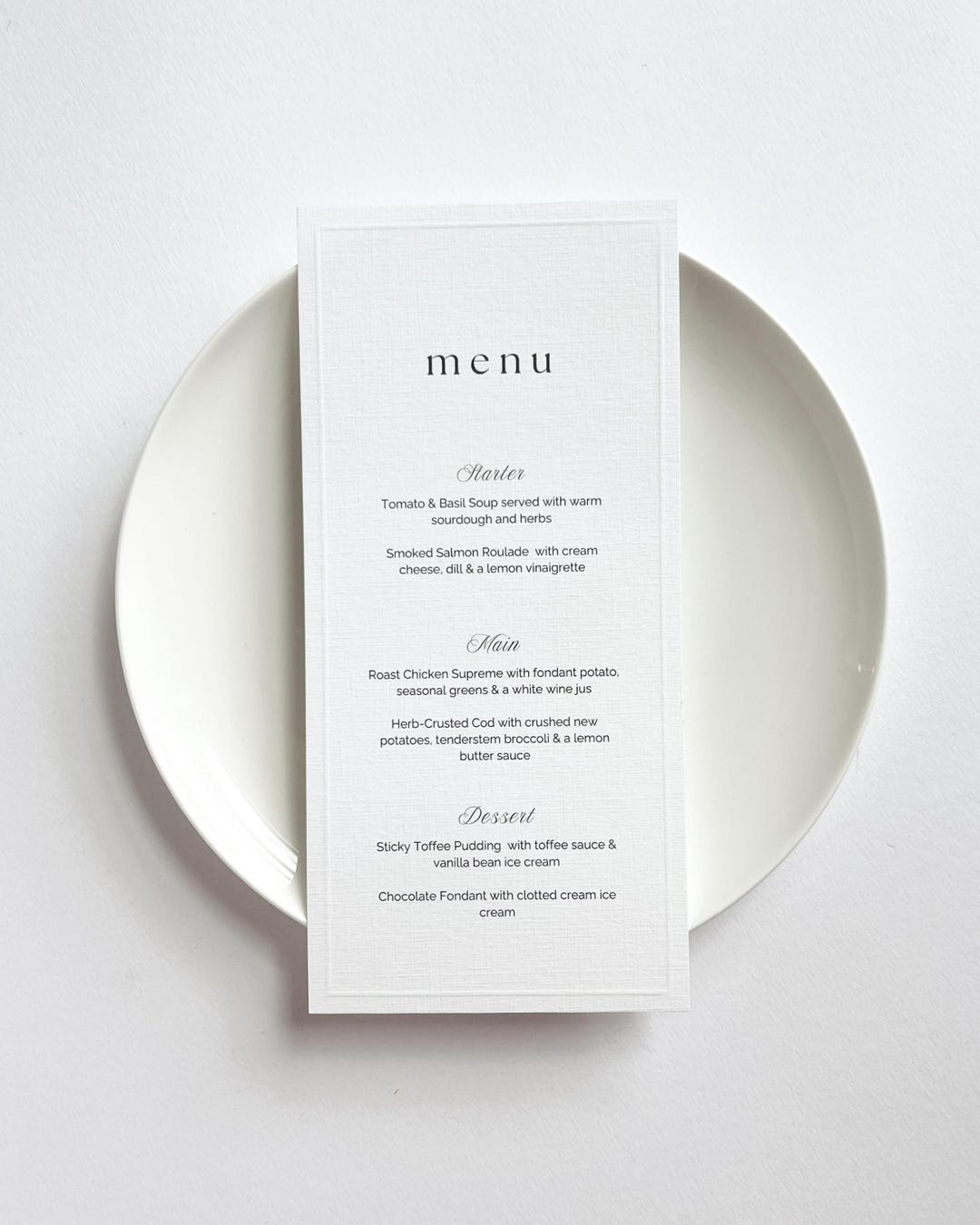 Embossed Wedding Menu & Place Card | Personalised Menu Name Card ...