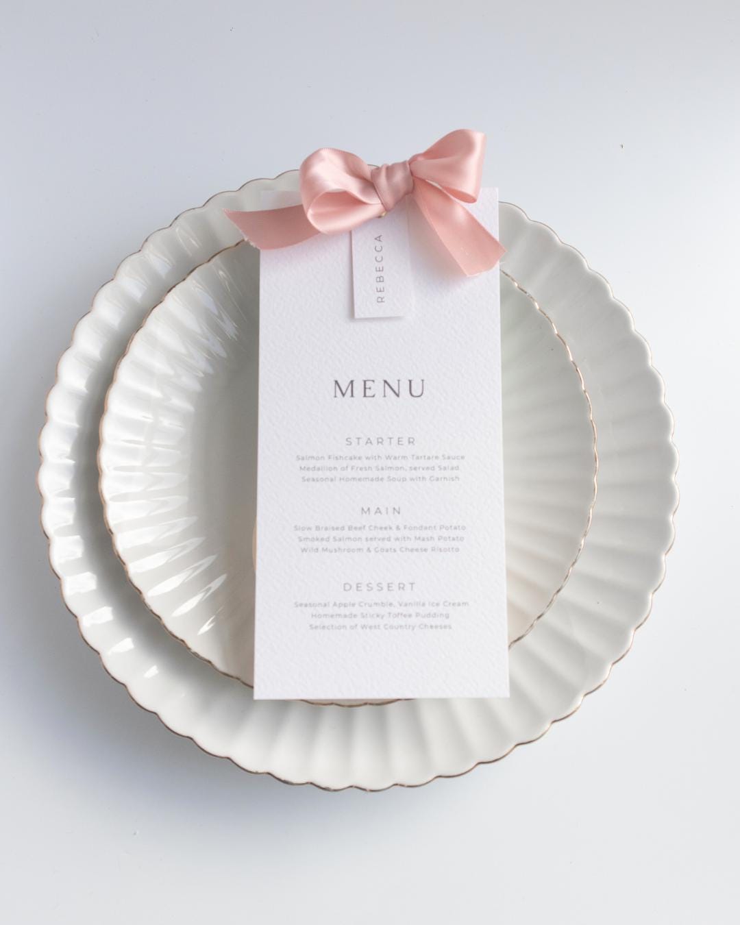 Pink Ribbon Wedding Menu With Name Tag | Pink Wedding Menu | Wedding ...