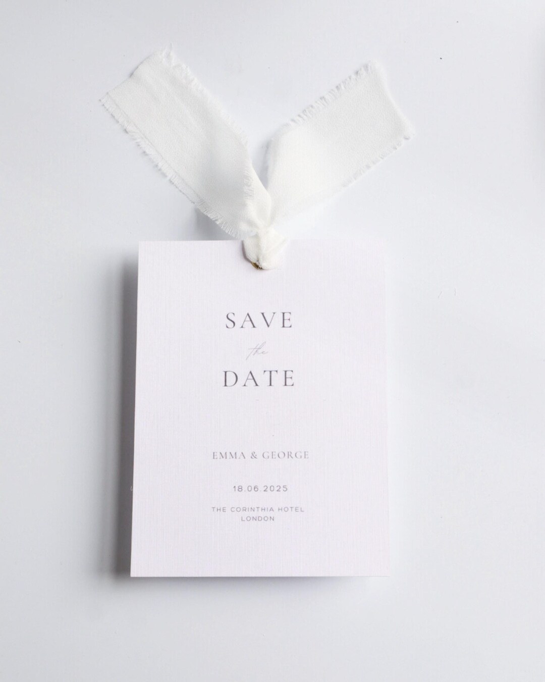 White Ribbon Save the Date Card | Wedding Invitation | Classic Wedding ...