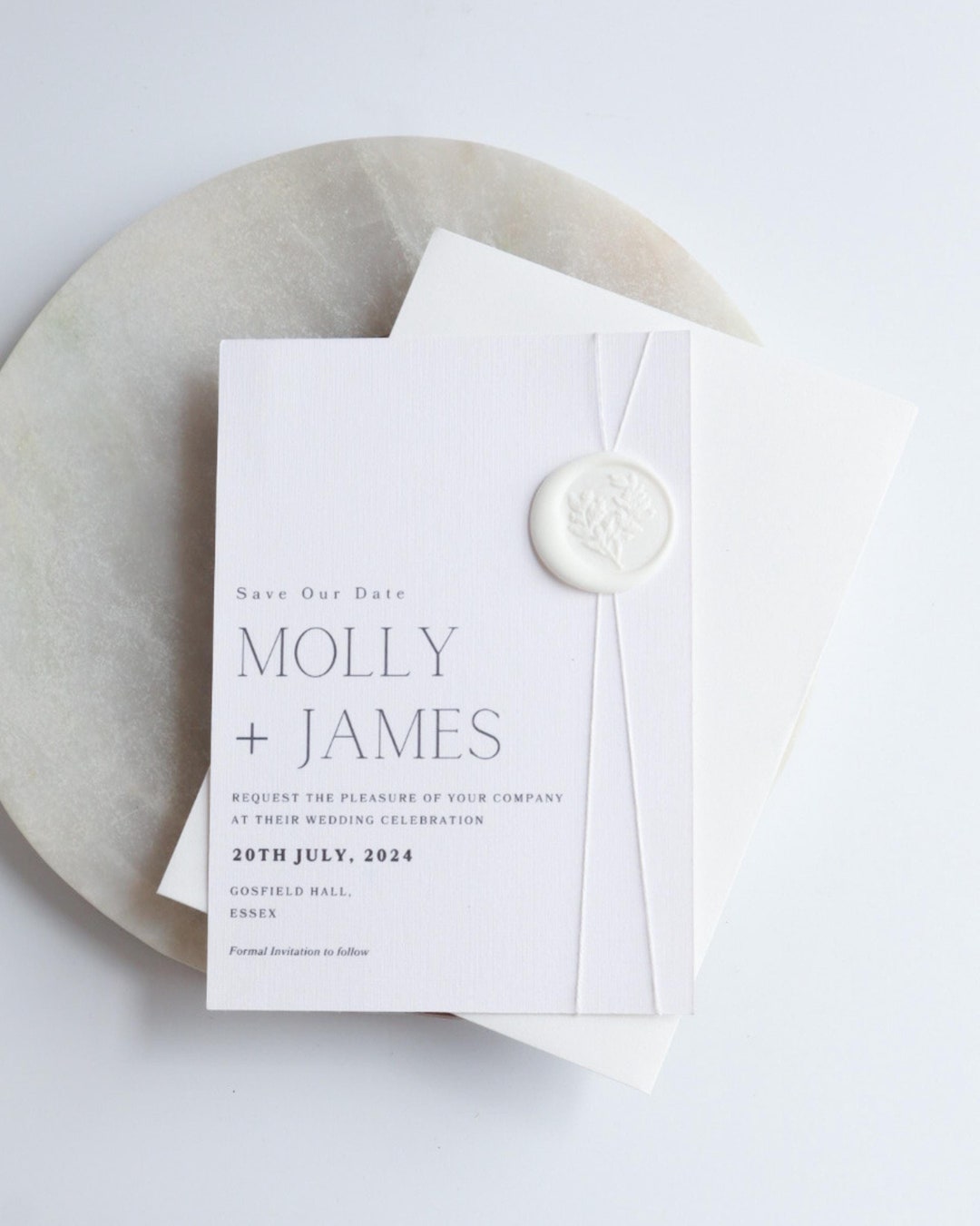 Wax Seal Save the Date Card | White Wax Seal Invitation | Wedding ...