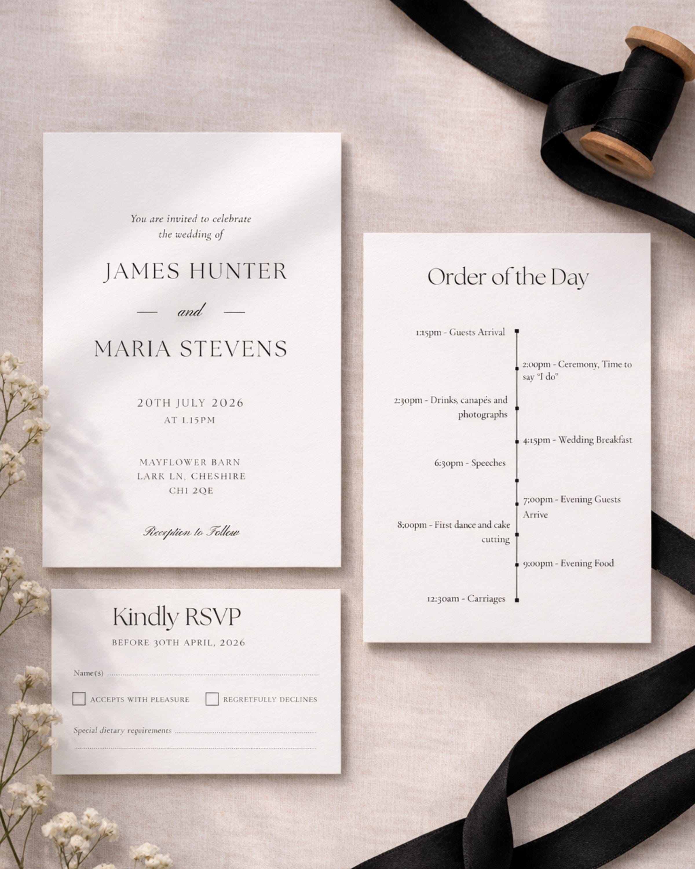 Vellum Wedding Invitation Suite With Ribbon & Wax-seal | Black and ...