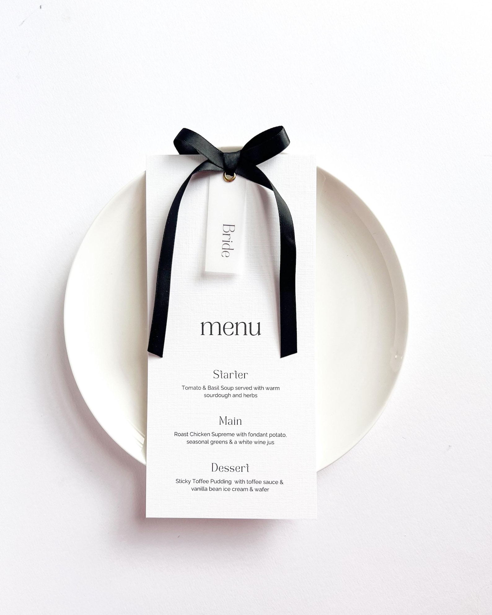 Ribbon Wedding Menu & Place Card | Personalised Menu Name Card | Luxury ...