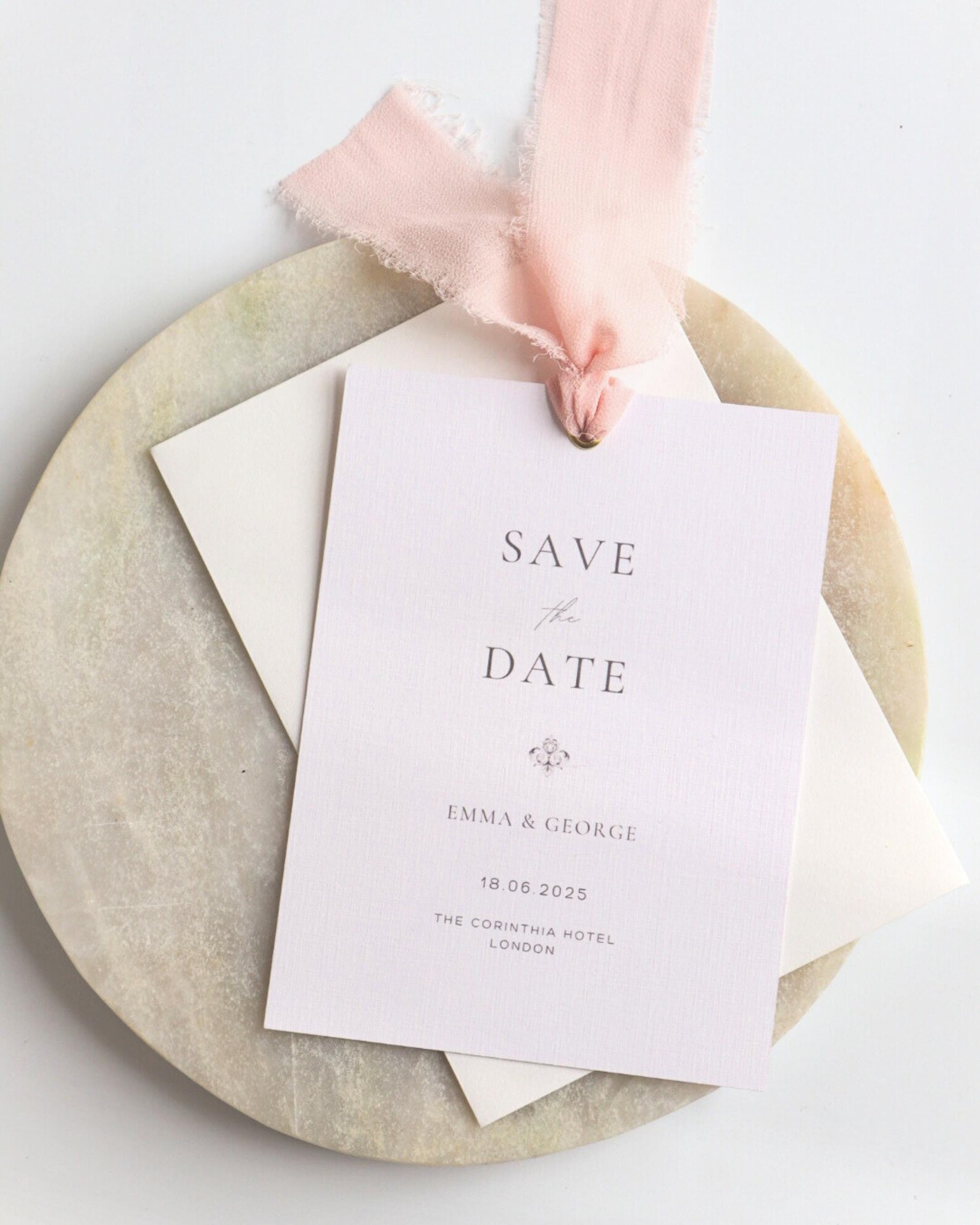 Pink Ribbon Save the Date Card | Wedding Invitation | Blush Wedding ...