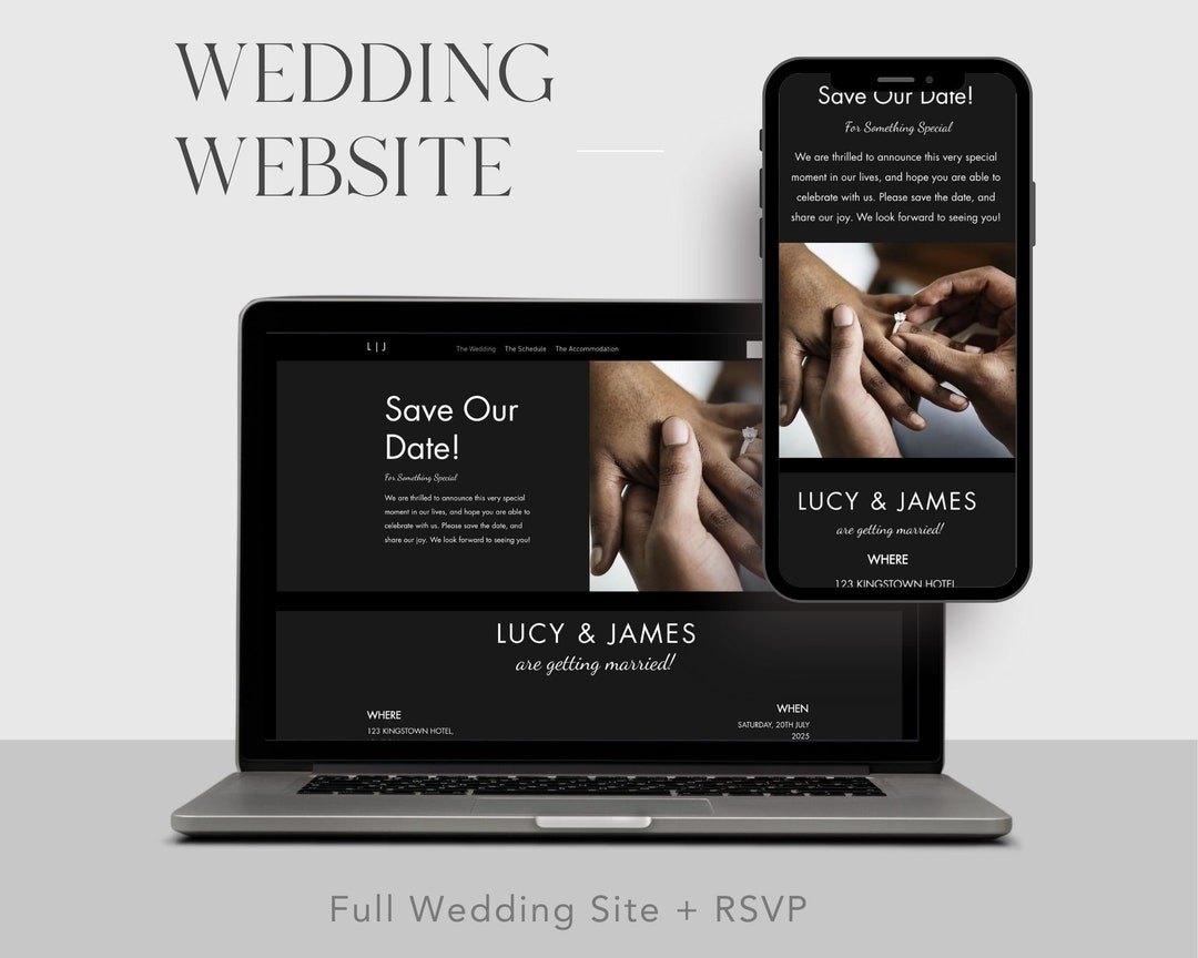 Black Modern Wedding Website Template Online RSVP Template Wix Website ...