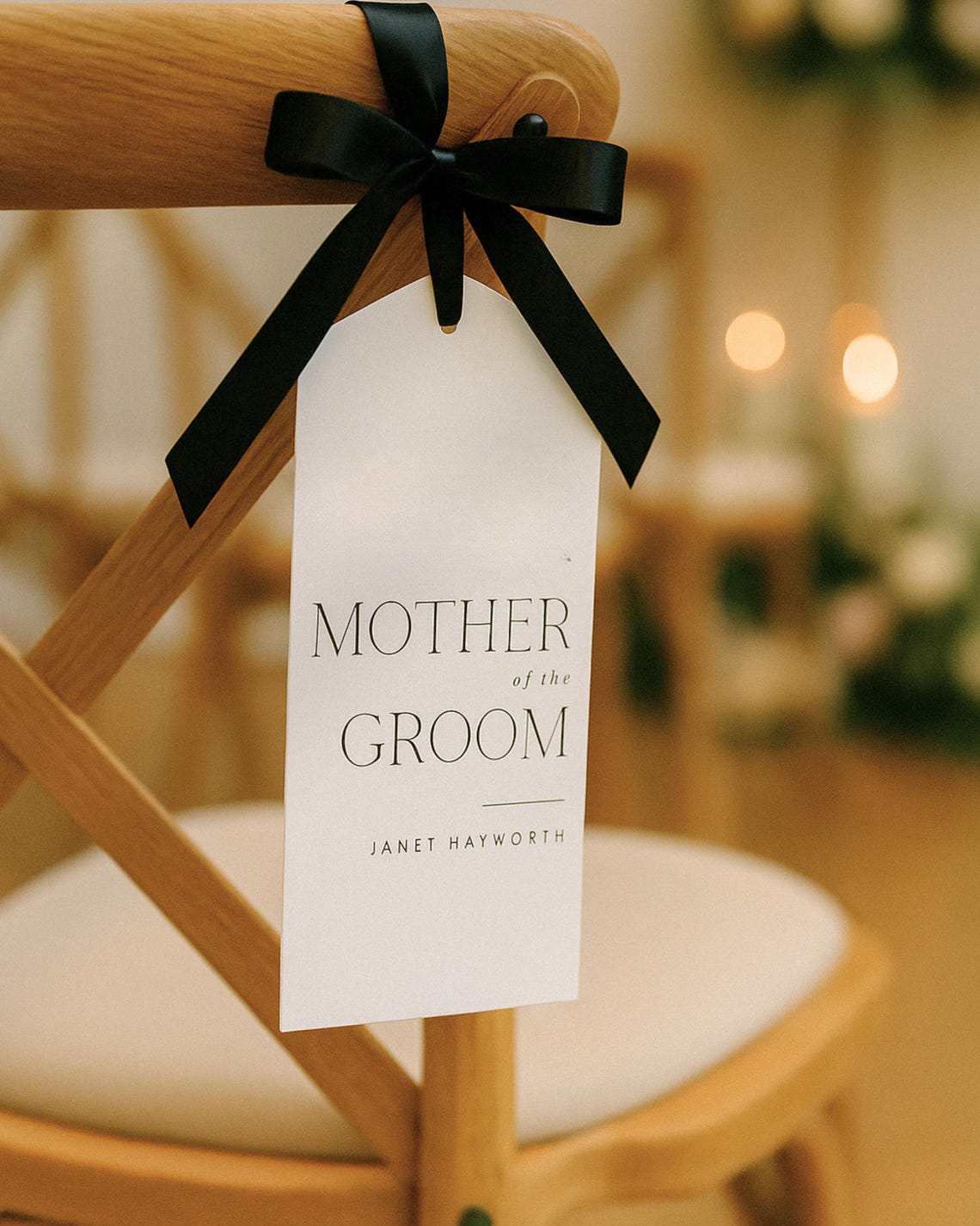 Black Wedding Chair Tags: Modern Reserved Seating With Ribbon - Etsy