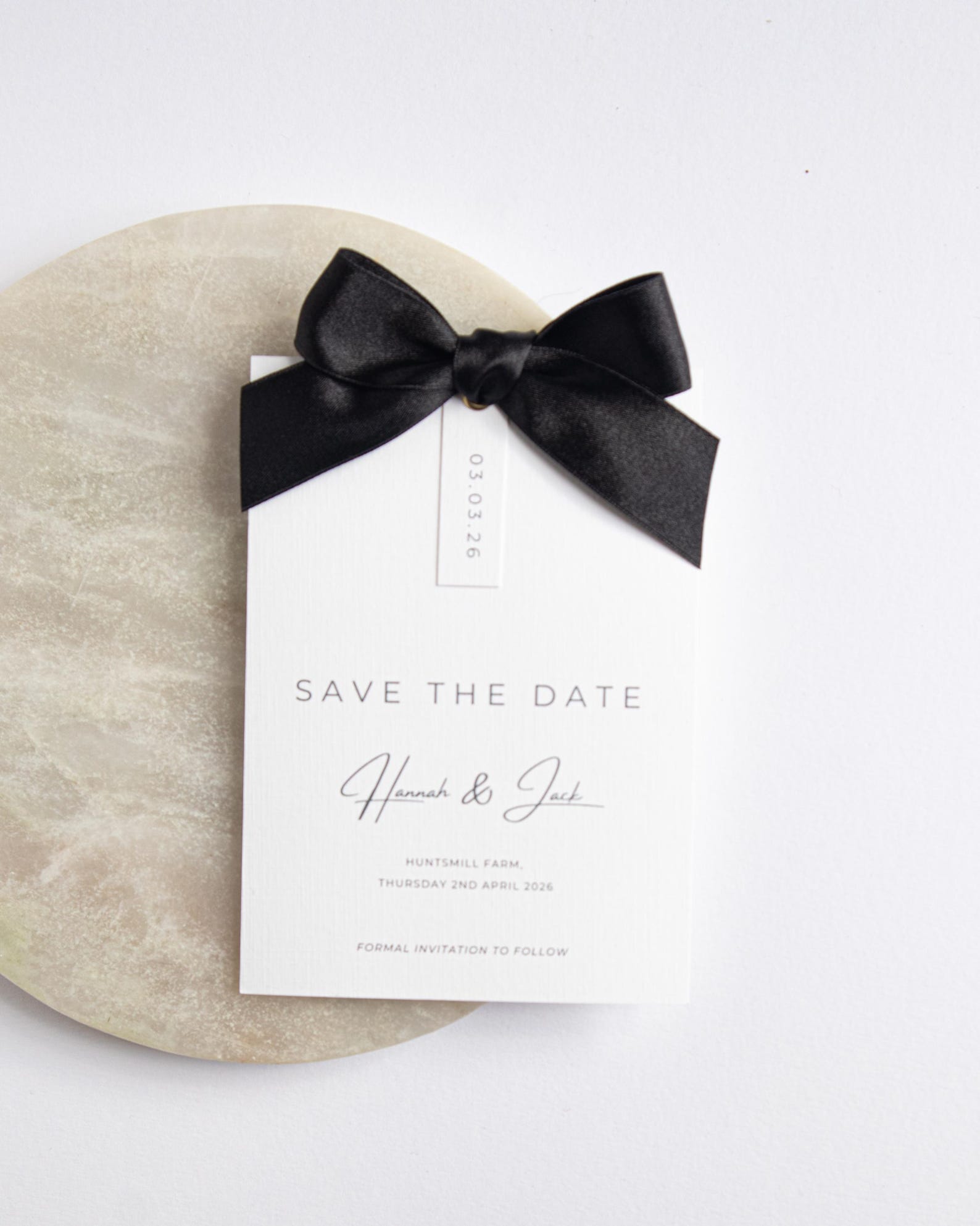 Black Ribbon Save the Date Card | Wedding Invitation | Black & White ...